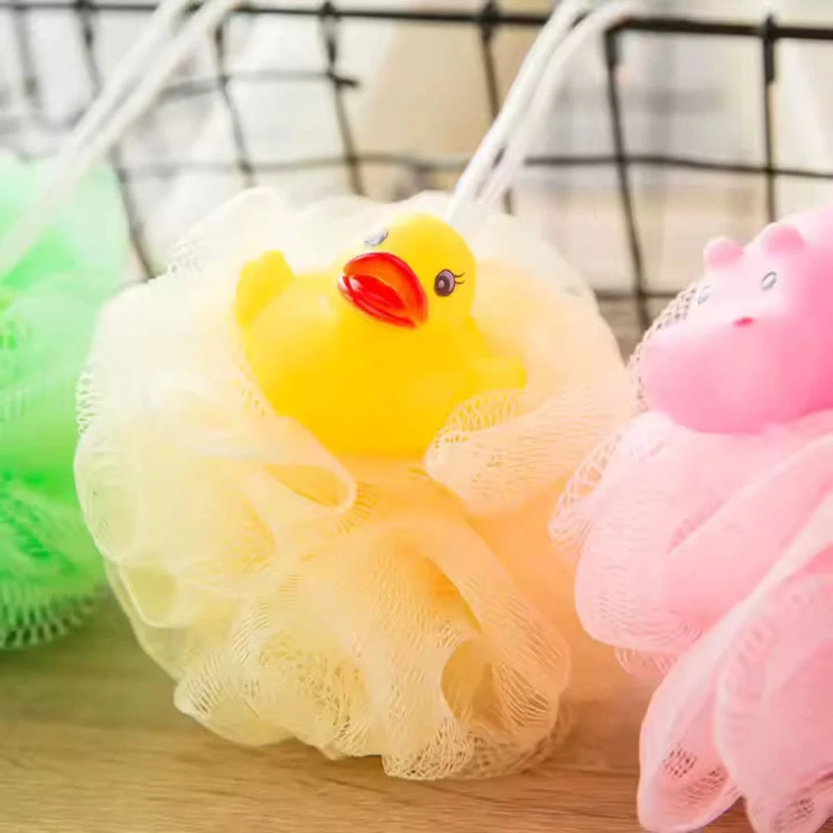 Kids Bath Sponge Ball - with Soft Toy by Zidello