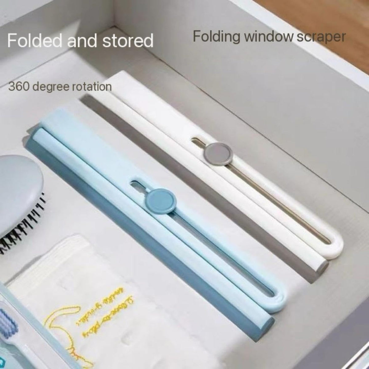 360° Rotating Foldable Squeegee – Silicone Window & Surface Cleaner To