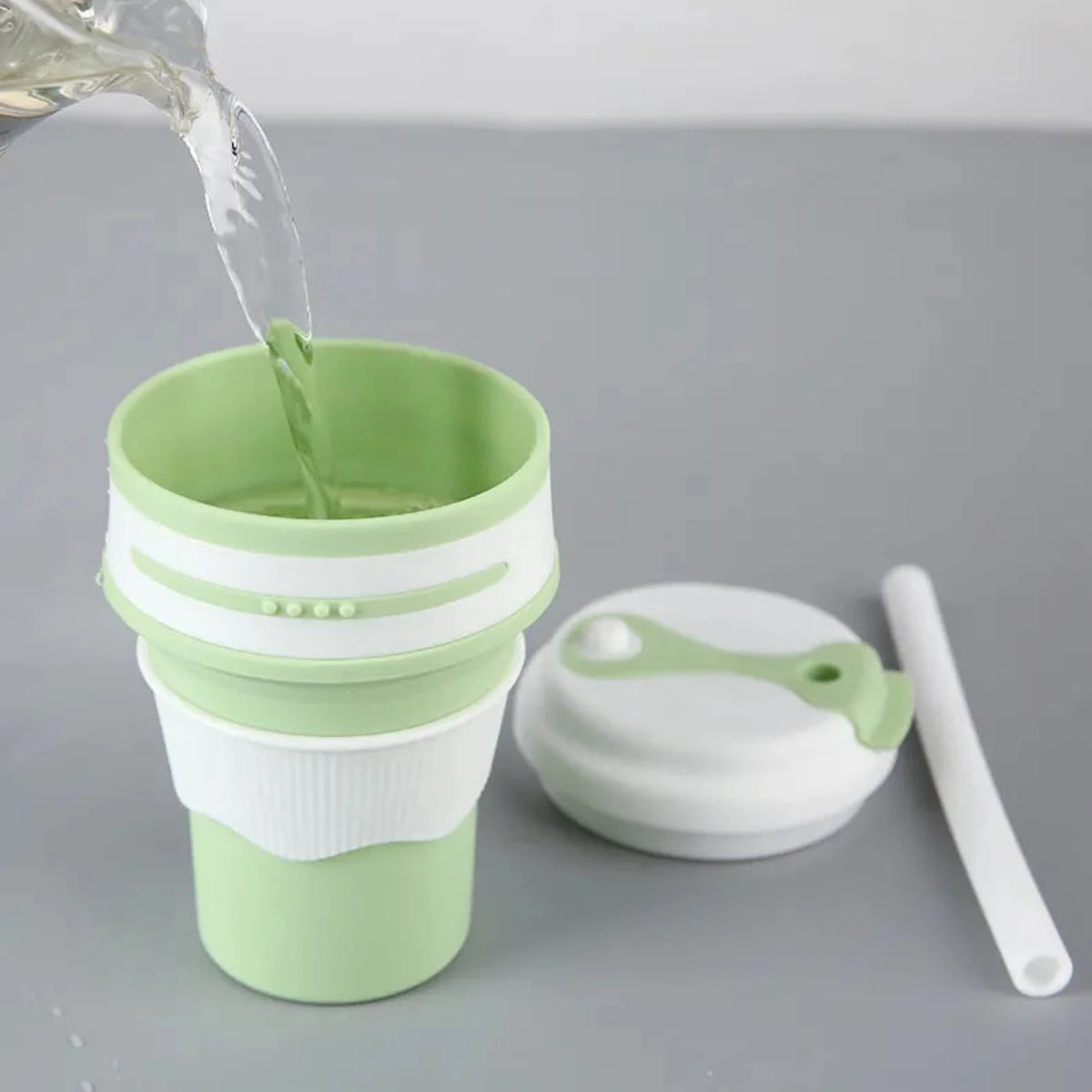 Collapsible Coffee Cup – Portable, Reusable Silicone Cup with Lid, Lea
